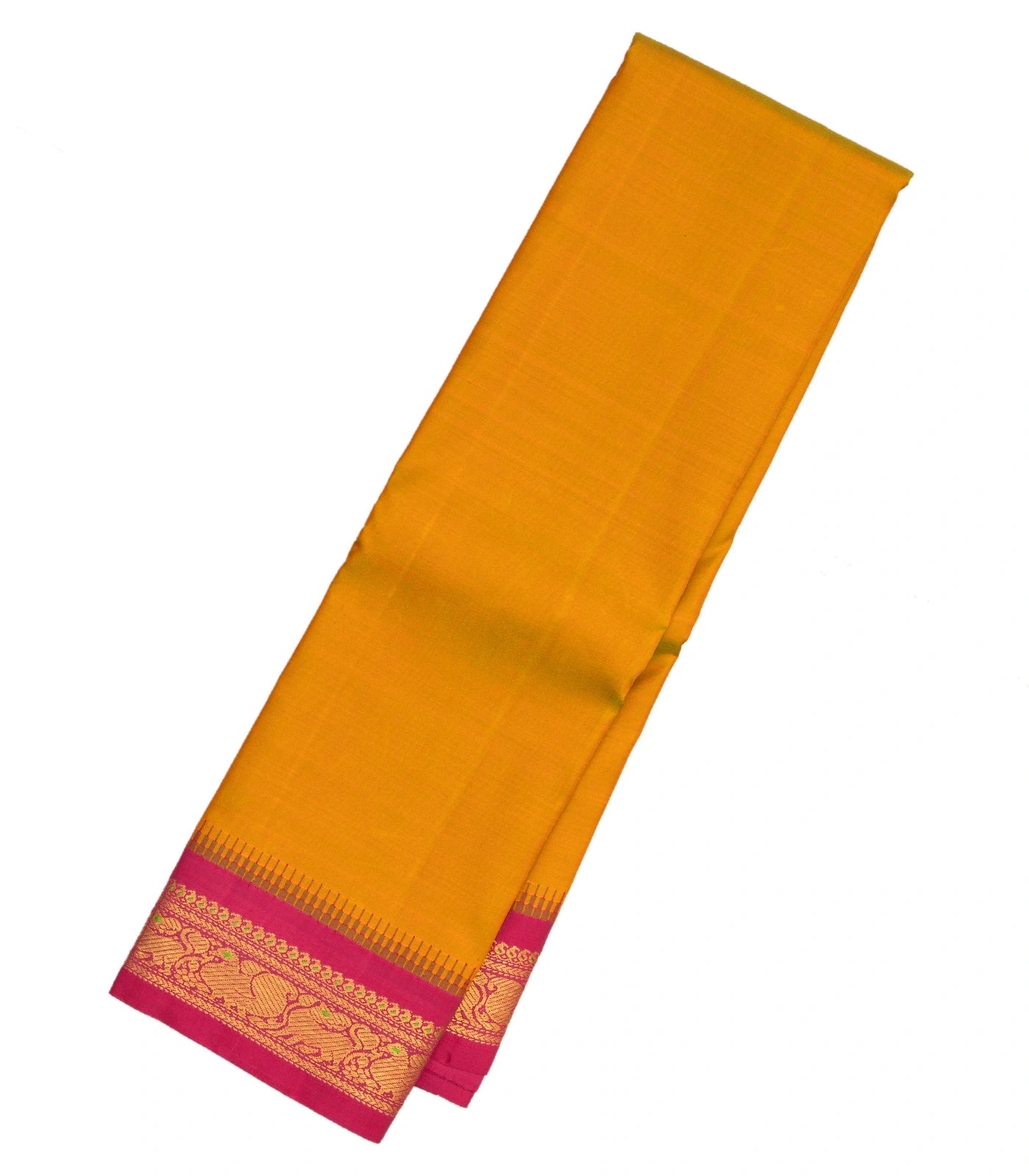 Oil Mustard Handloom Korvai Kanchipuram Silk Saree With Contrast Border ...