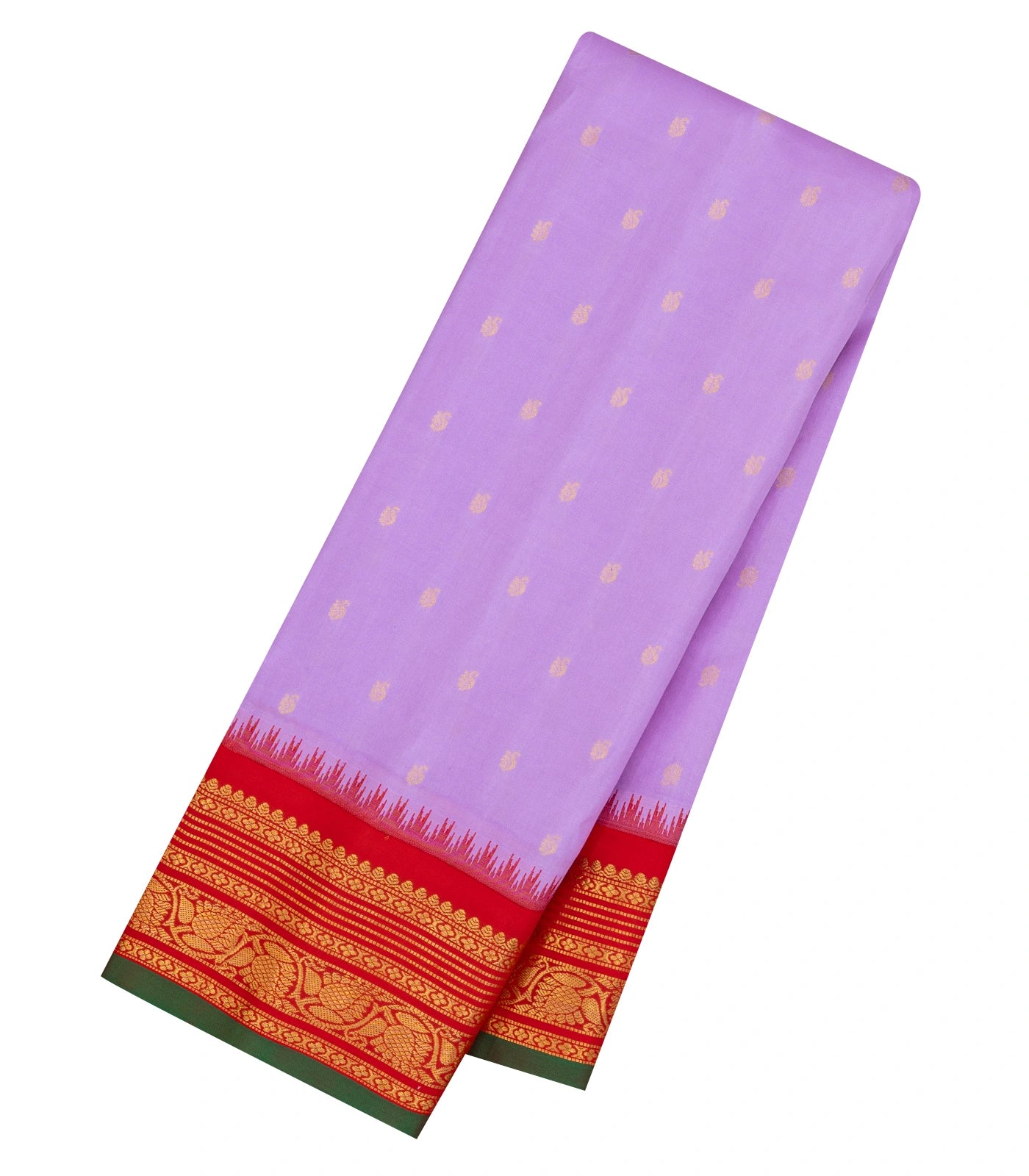 Lavender Handloom Gadwal Silk Saree With Buttas & Contrast Border-GA0432