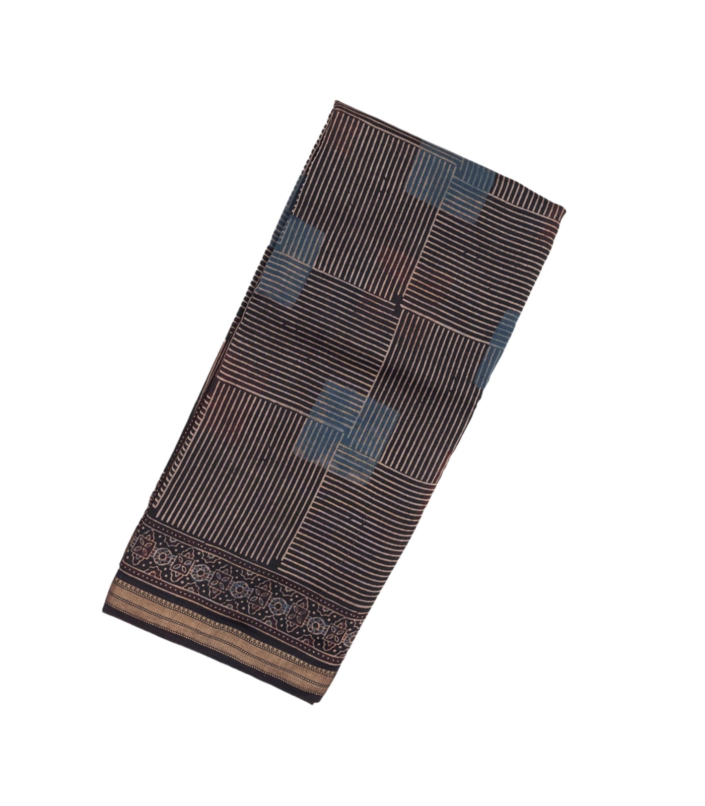 Black Handloom Chanderi Cotton Saree With Printed Geometric Motifs ...