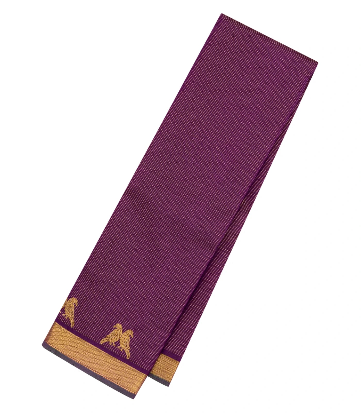 Dark Purple Handloom Kanchipuram Silk Saree With Vairaoosi Stripes ...