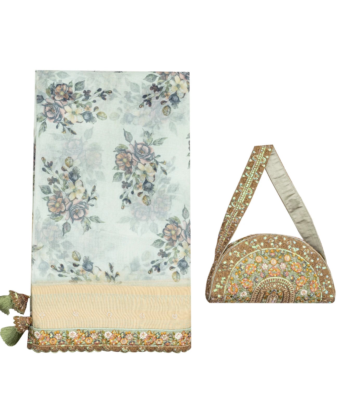 Off White Woven Fuchsia Georgette Digital Printed Saree With ...