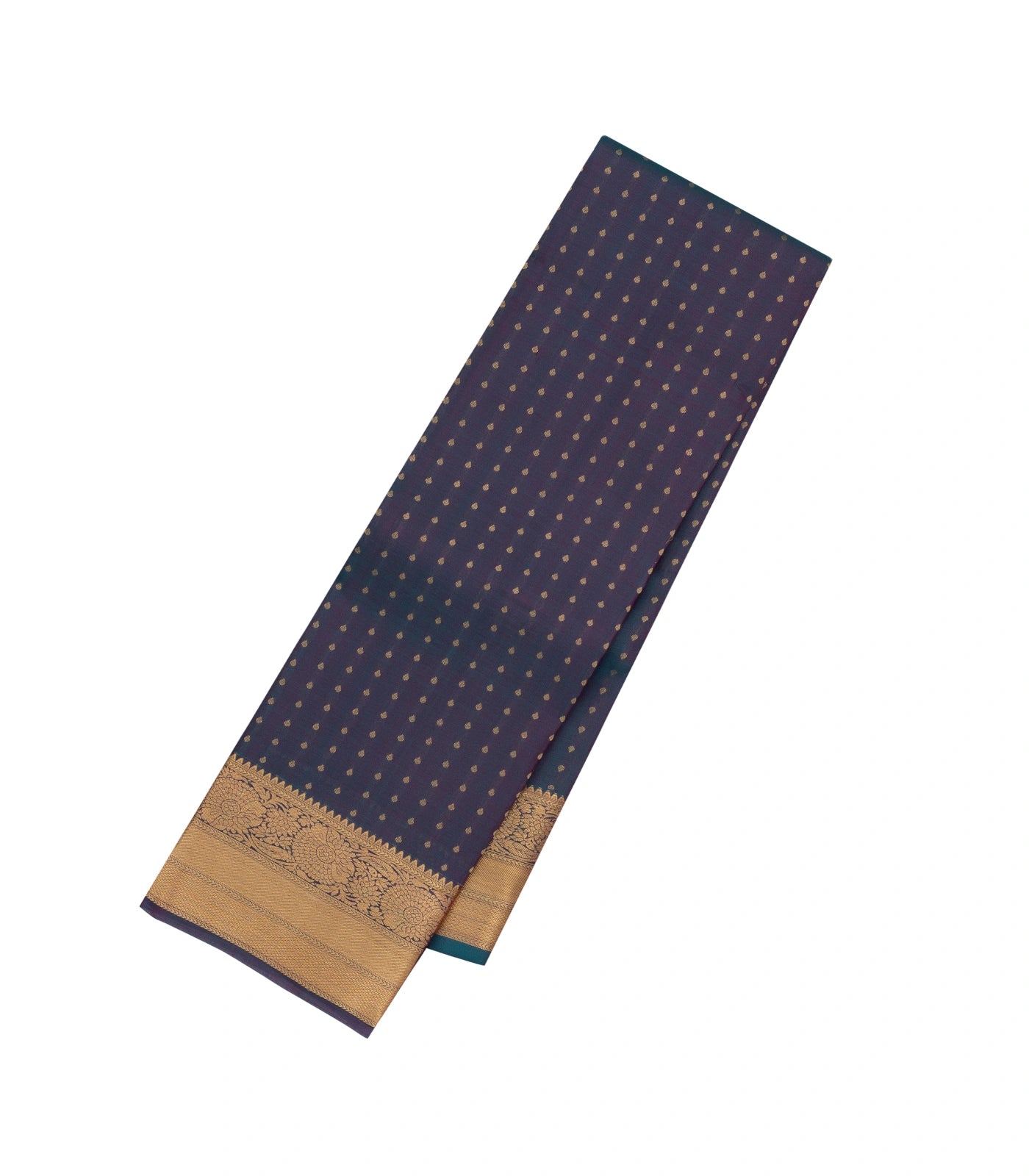 Dark Grey Handloom Soft Silk Saree With Floral Motifs & Zari Border ...