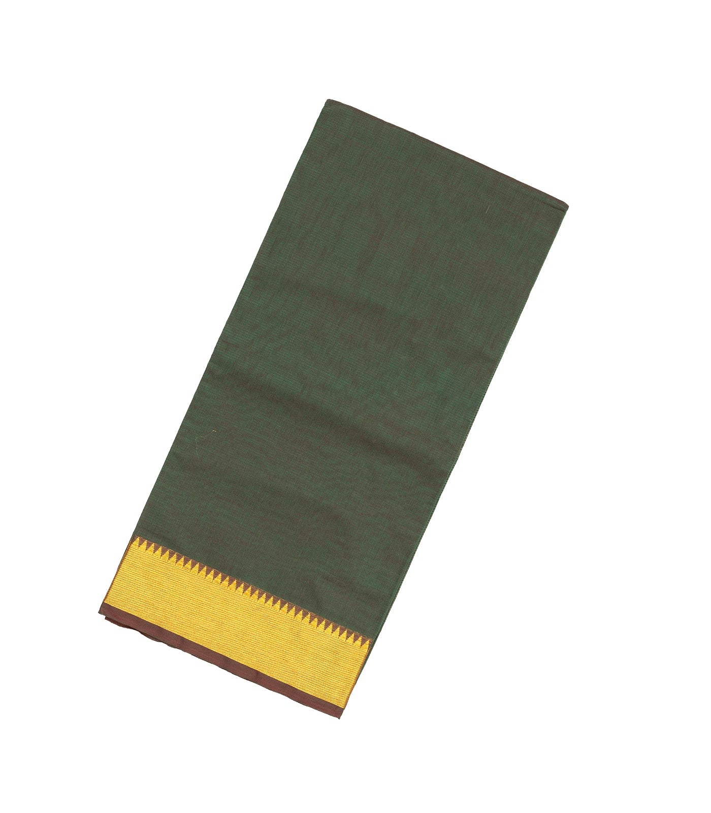 Bottle Green Woven Chirala Cotton Saree With Stripes & Zari Border ...