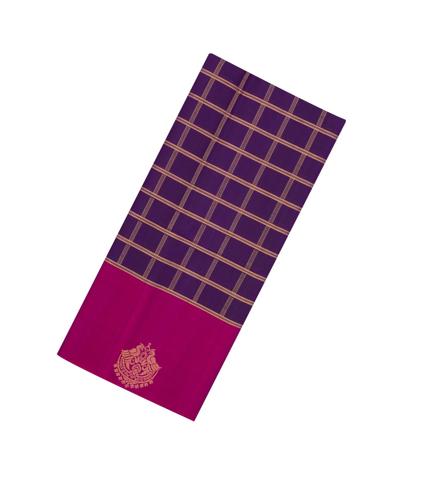 Purple Handloom Soft Silk Saree With Zari Checks & Contrast Border ...