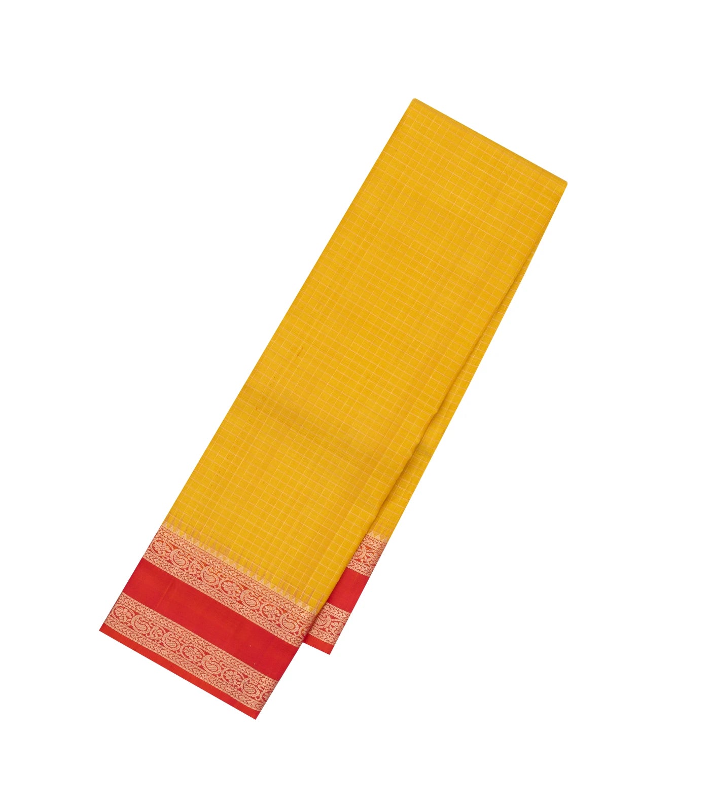 Yellow Handloom Soft Silk Saree With Zari Checks & Contrast Border ...