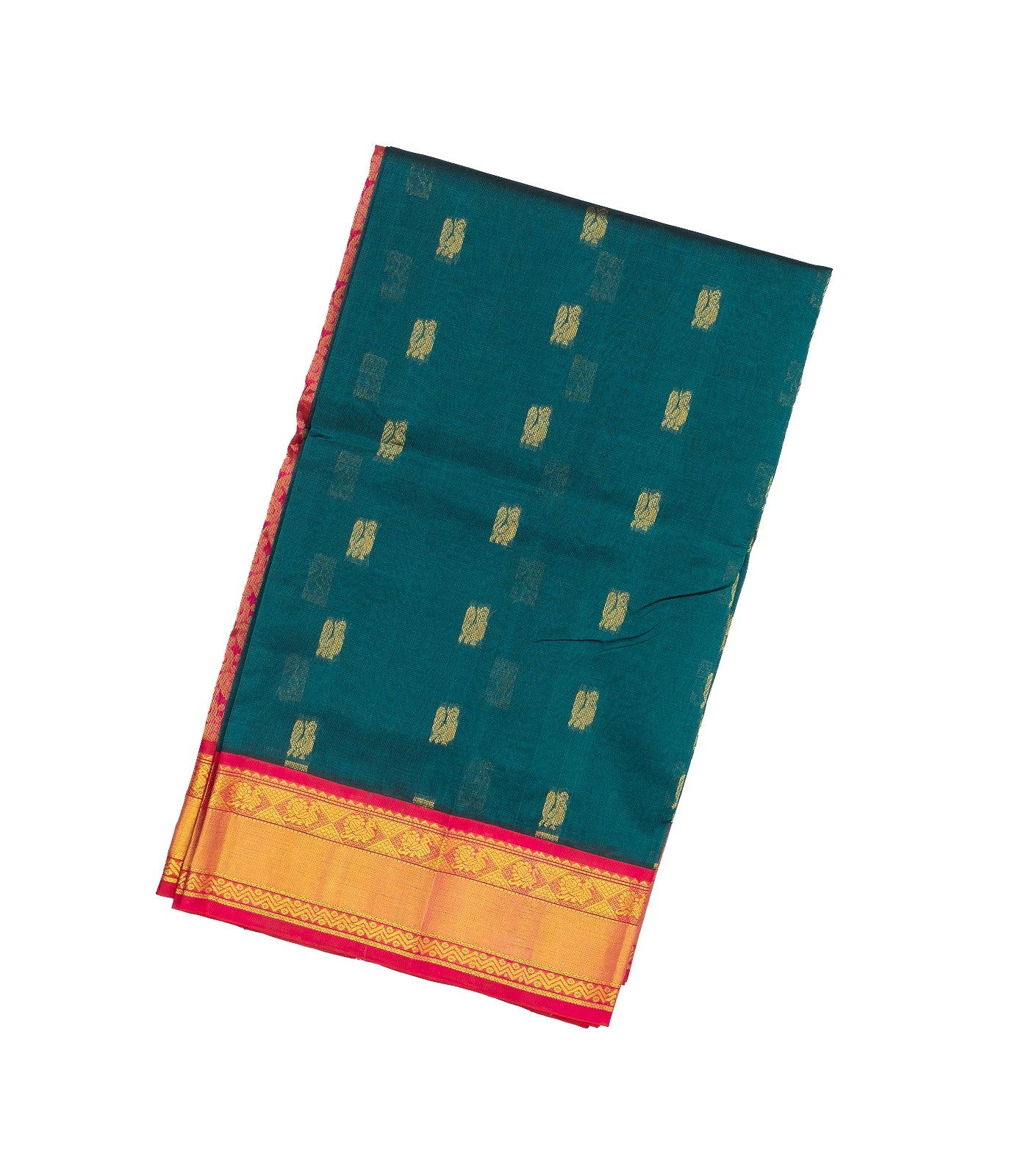 Blue Handloom Korvai Silk Cotton Saree With Buttas & Contrast Border ...