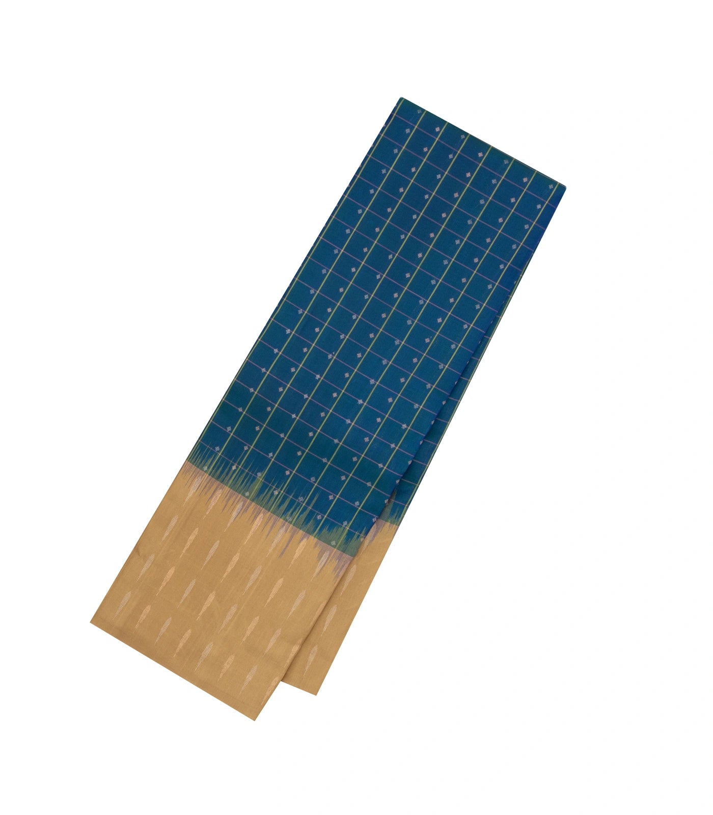 Blue Handloom Soft Silk Saree With Checks & Contrast Border-SO4419 ...