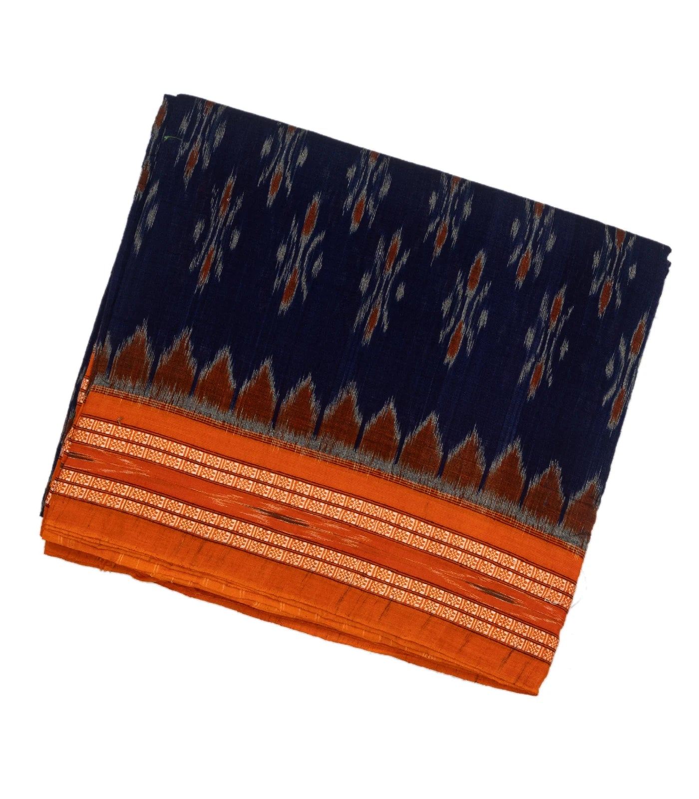 Dark Blue Handloom Orissa Cotton Saree With Tie & Dye Floral Motifs ...