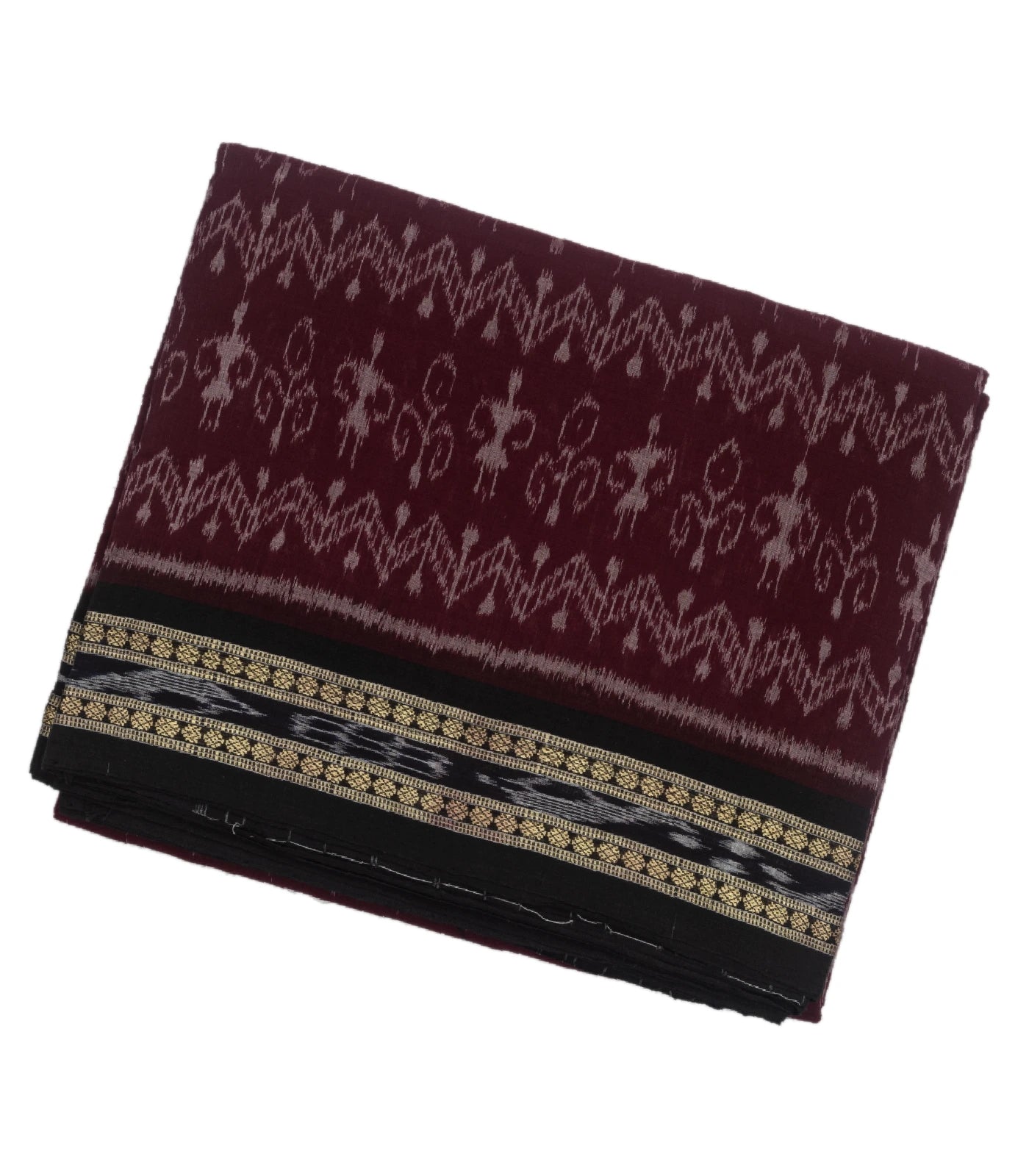 Maroon Handloom Orissa Cotton Saree With Contrast Black Border – RmKV Silks