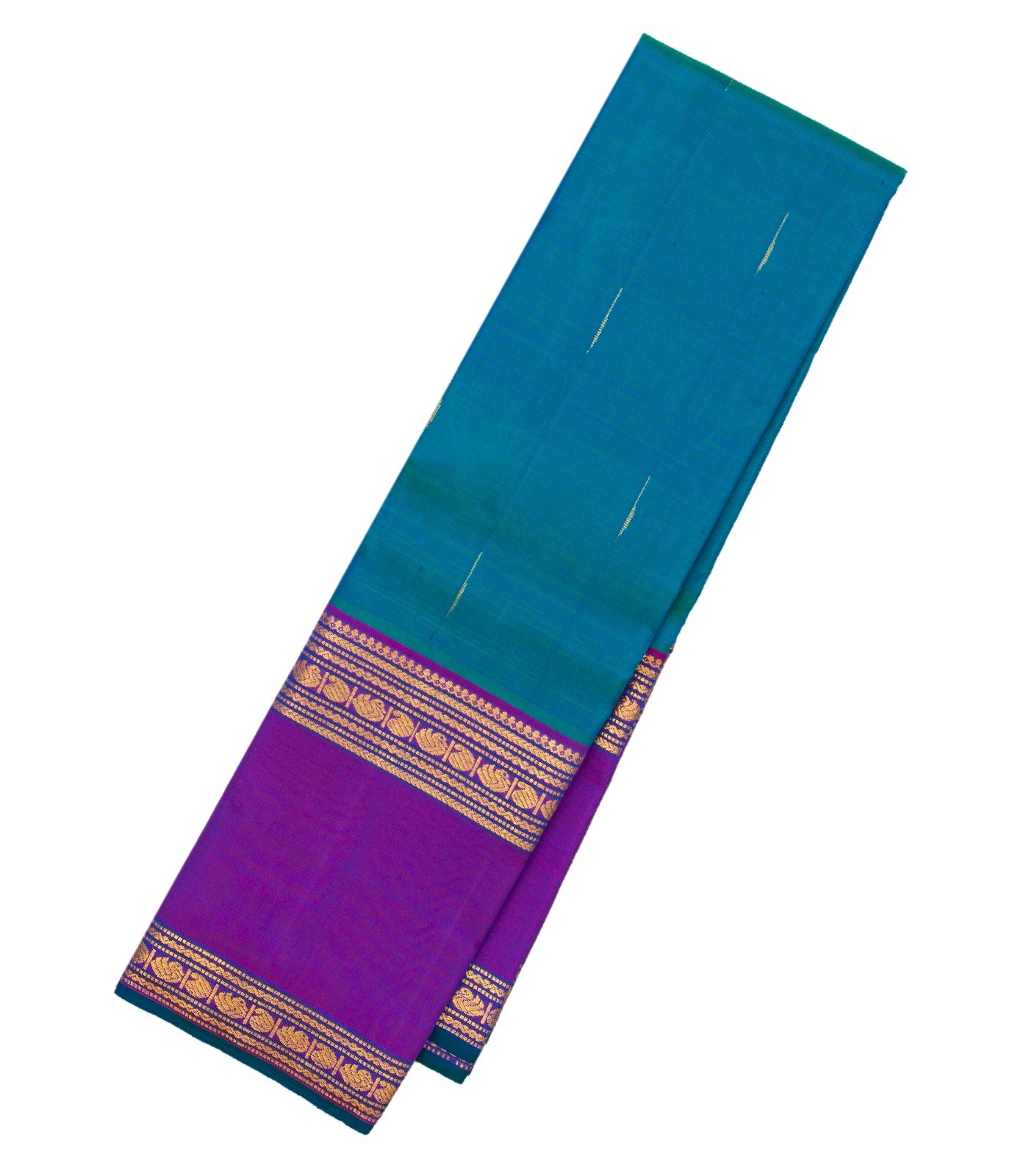 Peacock Blue Handloom Kanchipuram Silk Saree With Raindrop Buttas ...