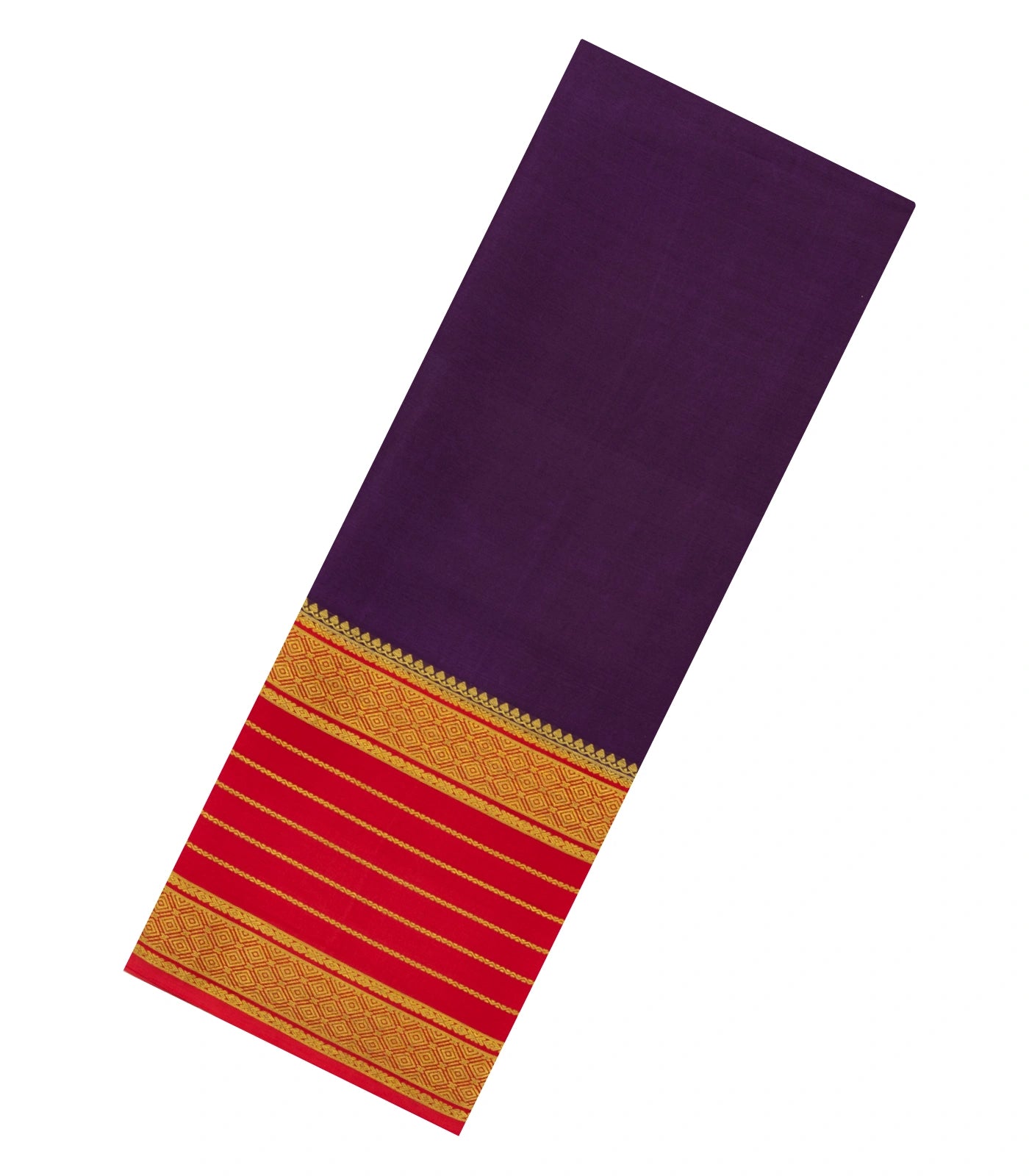 Dark Purple Woven Mysore Silk Saree With Contrast Ganga Jamuna Border ...