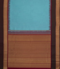 Light Blue Handloom Korvai Kanchipuram Silk Saree With Contrast Temple ...
