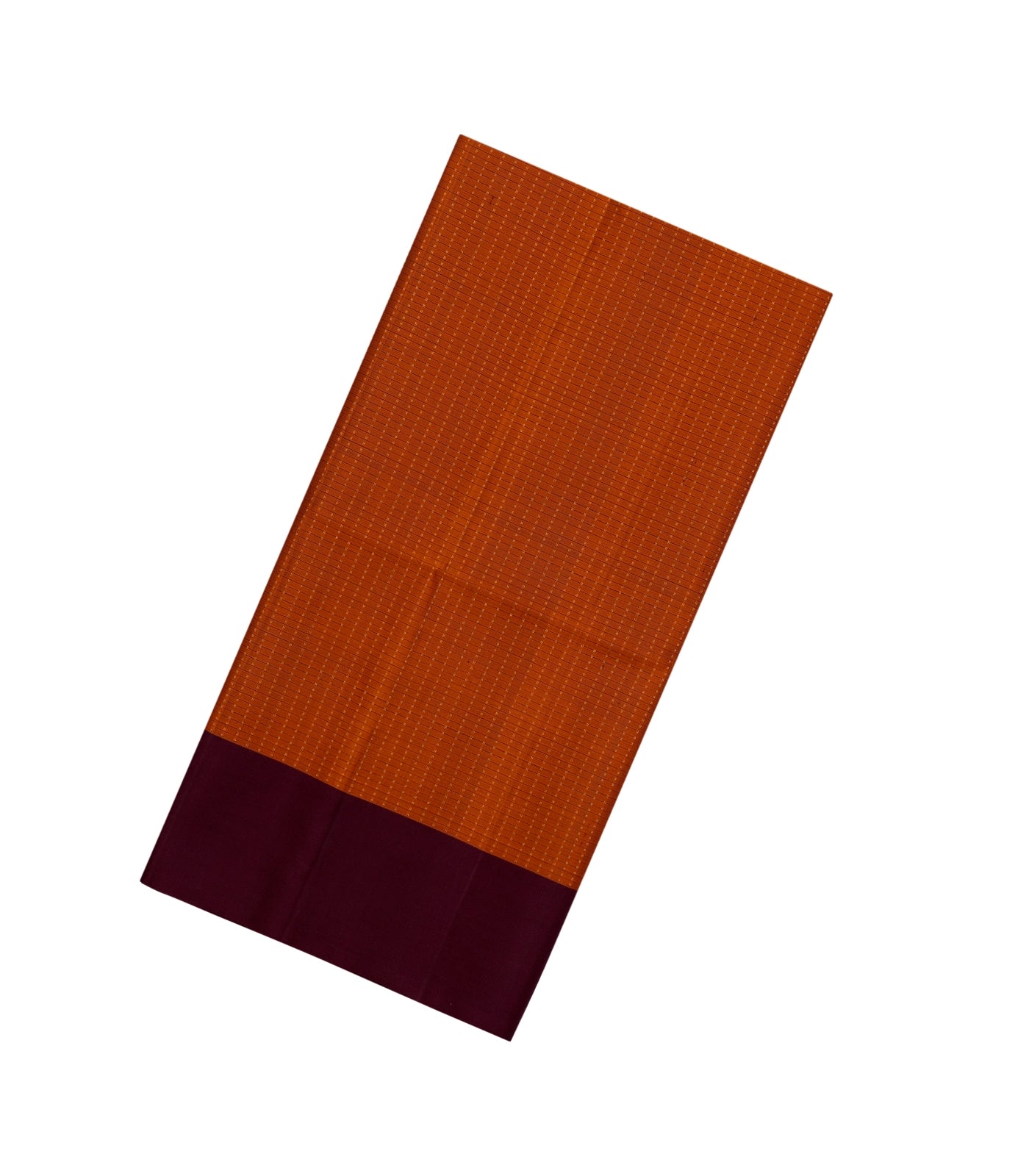 Rust Handloom Soft Silk Saree With Dotted Stripes & Contrast Border-SO4555