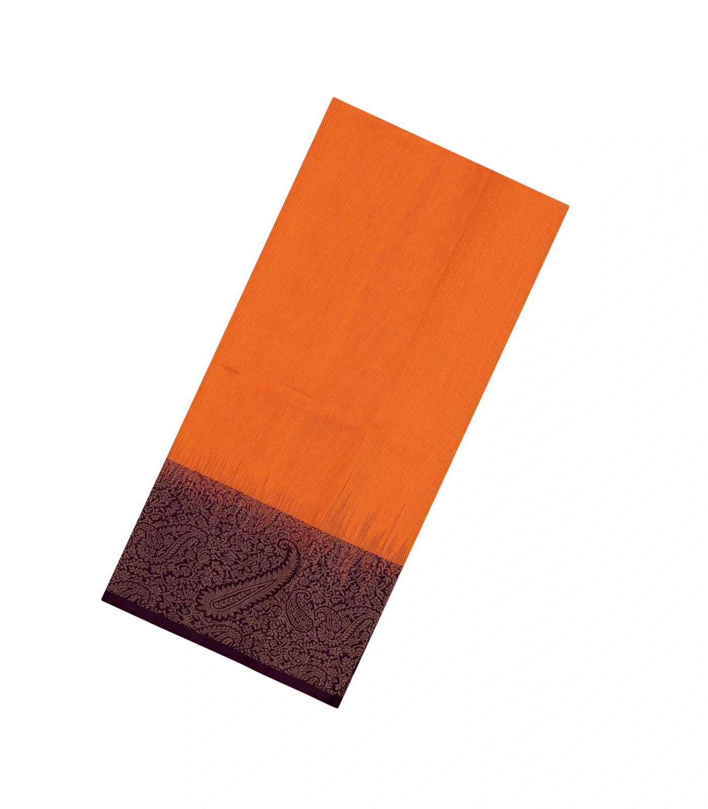 Orange Handloom Soft Silk Saree With Contrast Floral Border-SO4603