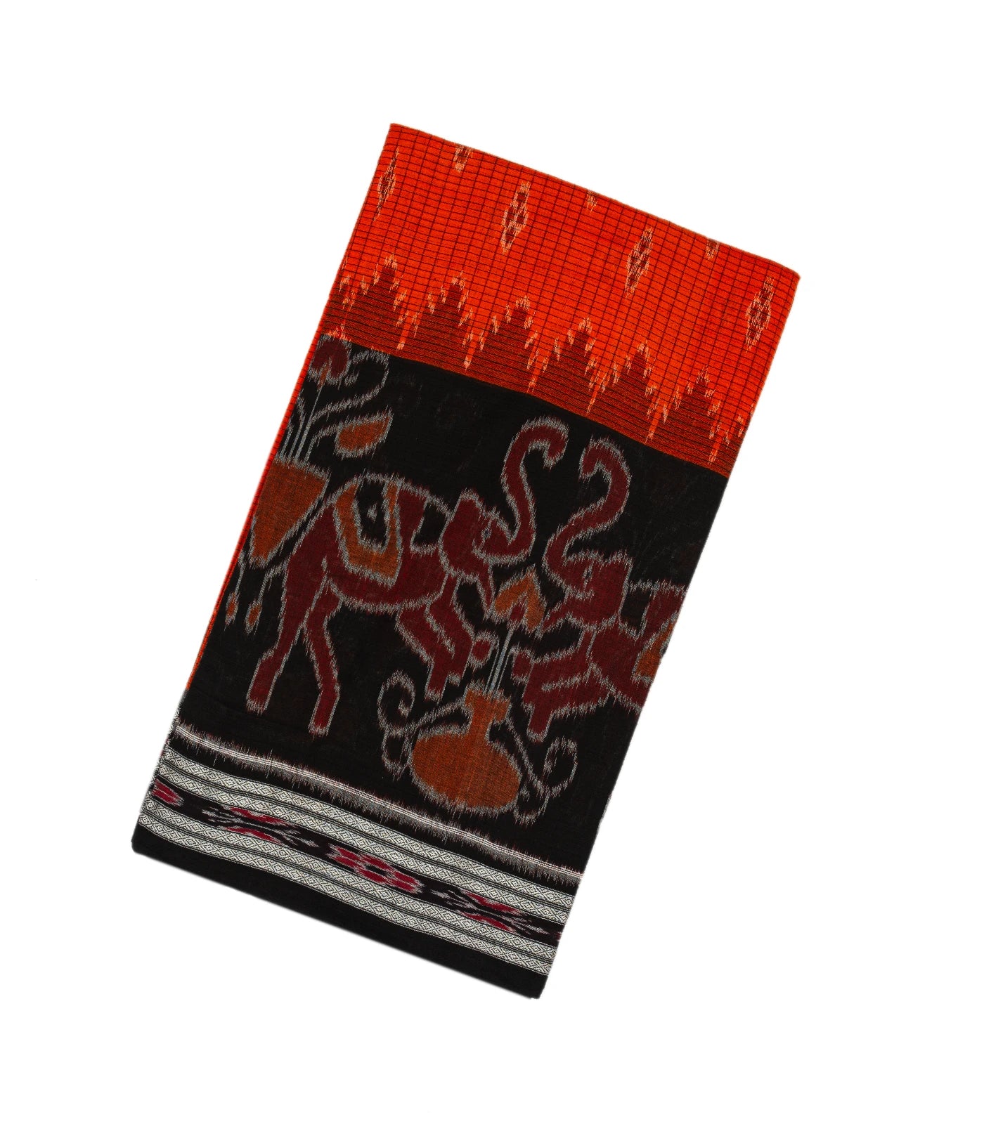 Red Handloom Orissa Cotton Saree With Black Border – RmKV Silks Private Ltd