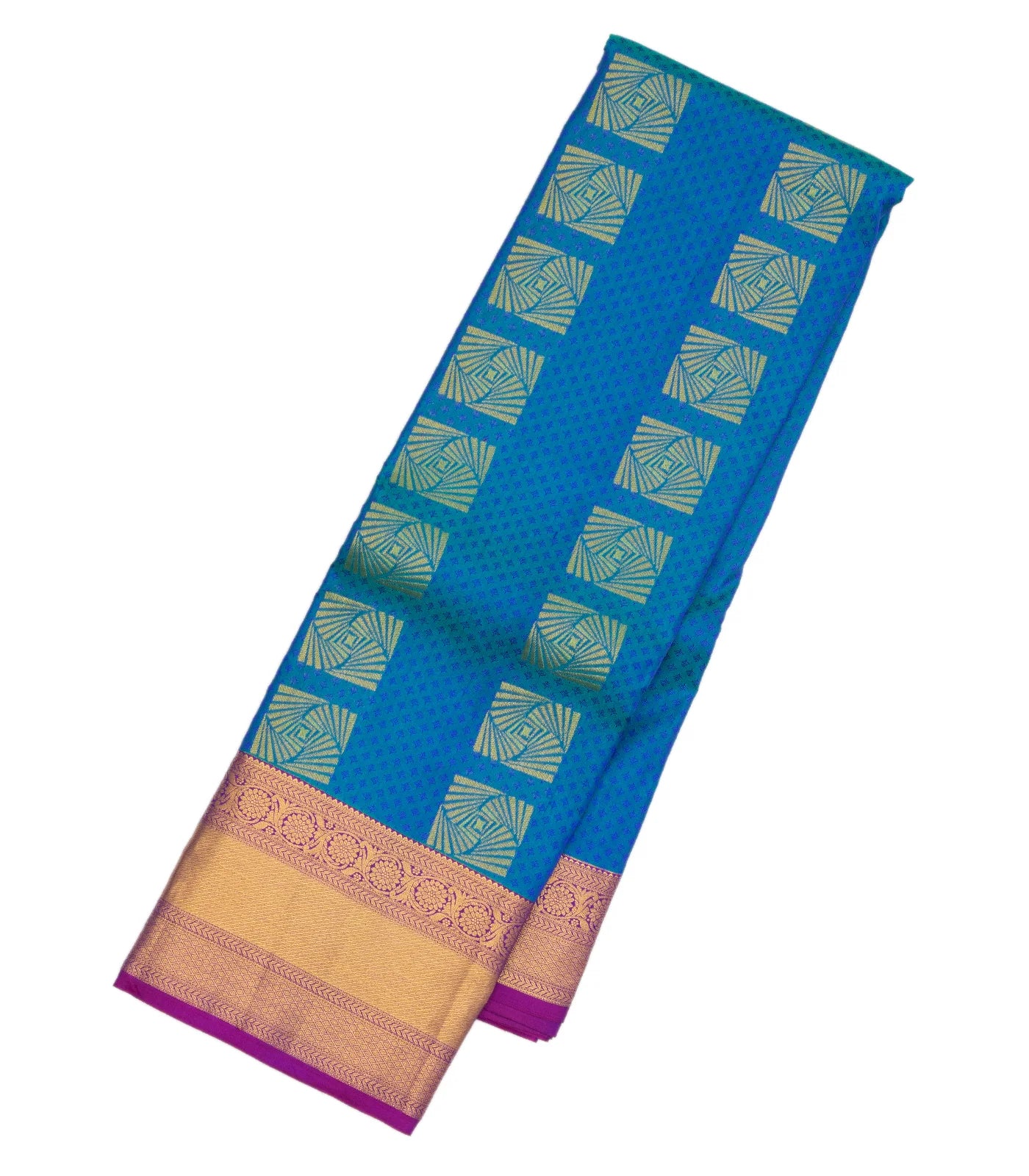 Blue Silk Saree With Diamond & Floral Motifs – RmKV Silks Private Ltd