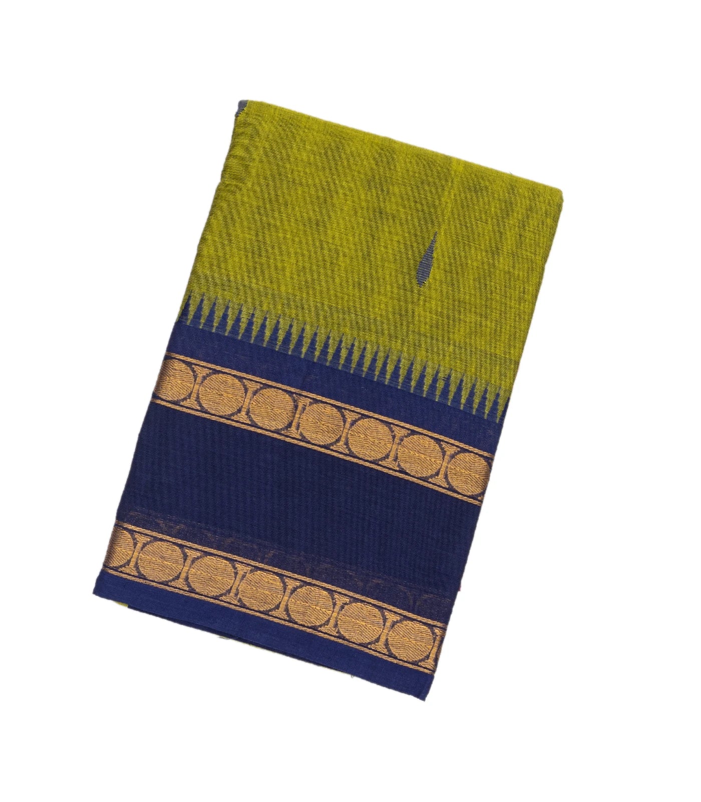 Olive Green Handloom Chettinad Cotton Saree With Raindrop Buttas – RmKV ...